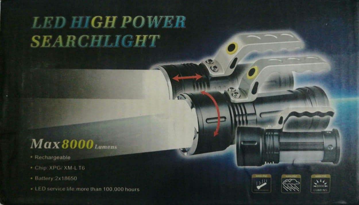 LED Zoom ,Rechargeable ,Waterproof Handheld Flashlight - 8000 Lumen ...